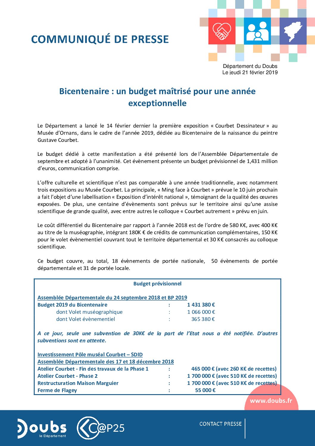 Bicentenaire : un budget maîtrisé pour une année exceptionnelle ...