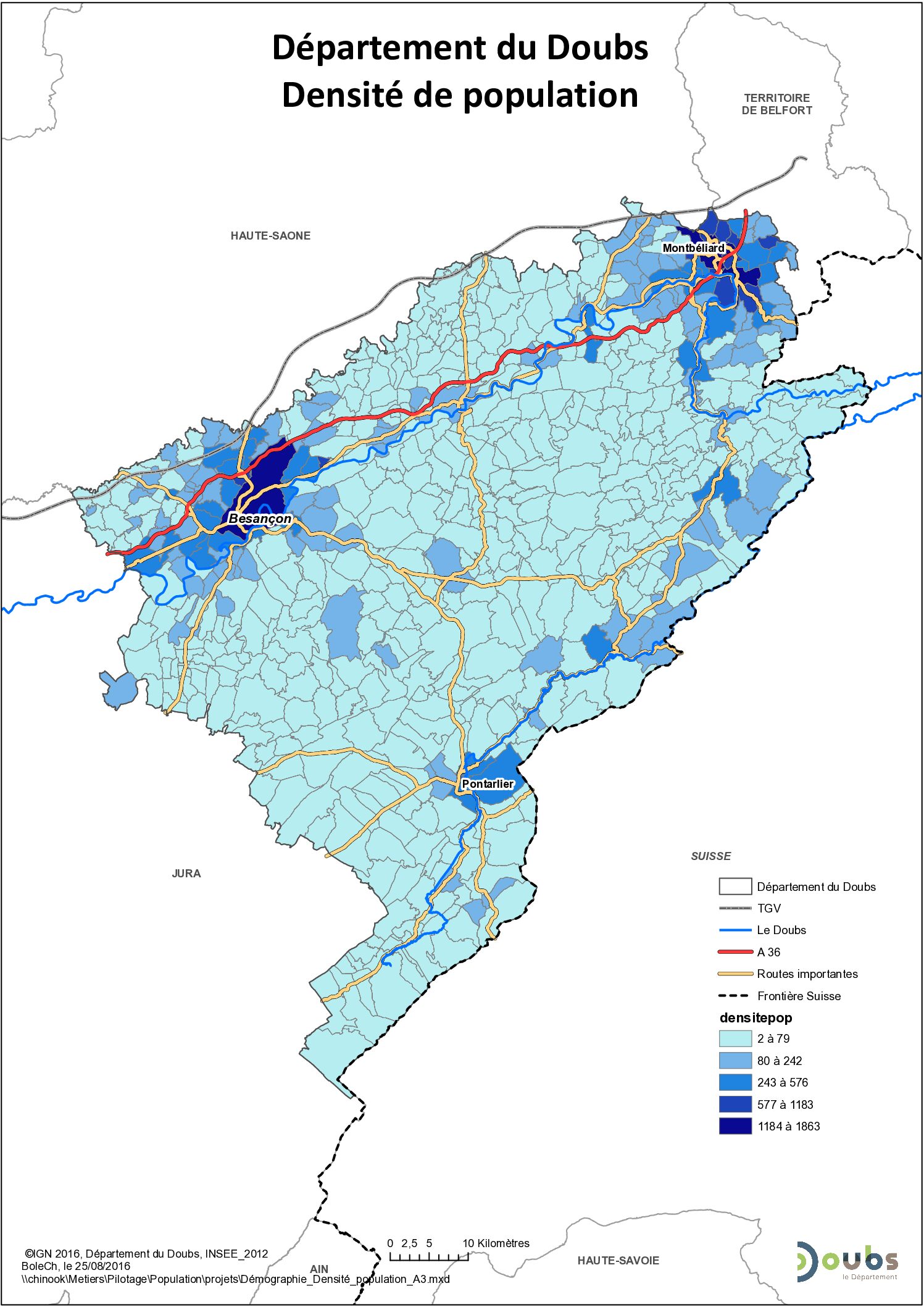 Densité de population – Département du Doubs