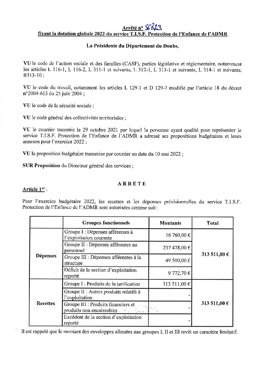 DEF tarification 2022 TISF ADMR – Département du Doubs